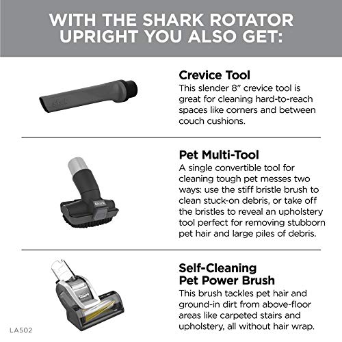 Shark LA502 Rotator Vacuum Vacuum with Self Brushroll Powerful Pet Hair Pickup and HEPA Filter, Lift-Away Upright w/Duo Clean, Silver