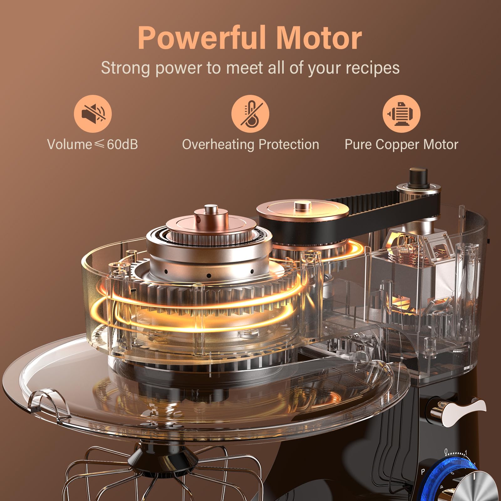 Honinst Stand Mixer,3-In-1 10-Speed 5.5QT Tilt-Head Food Mixer,Electric Mixer with Bowl, Dough Hook, Whisk and Beater,Kitchen Mixer for Baking, Cake and Most Home Cooks, Black