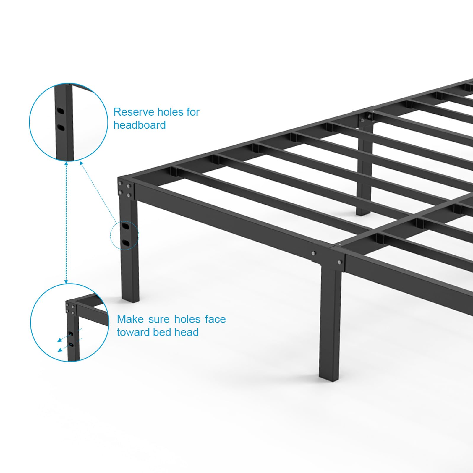 AUTSTA Full Size Bed Frame Easy Assembly, Bed Frame Full Size No Box Spring Needed, Heavy Duty Metal Platform Full Bed Frame with Plenty of Room for Storage