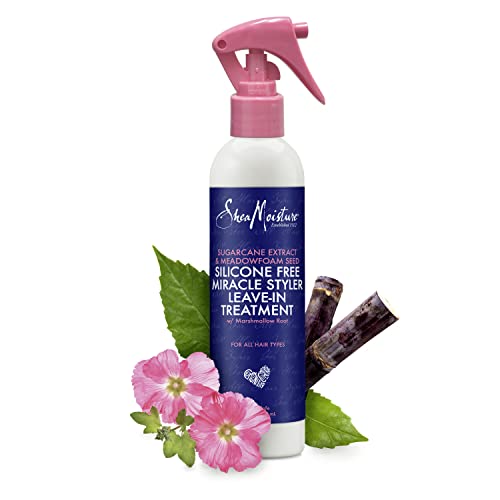 Shea Moisture Silicone Free Miracle Styler Leave In Conditioner Spray with Sugarcane Extract and Meadowfoam Seed, Unisex Leave In Treatment Detangler Spray, 8 Oz