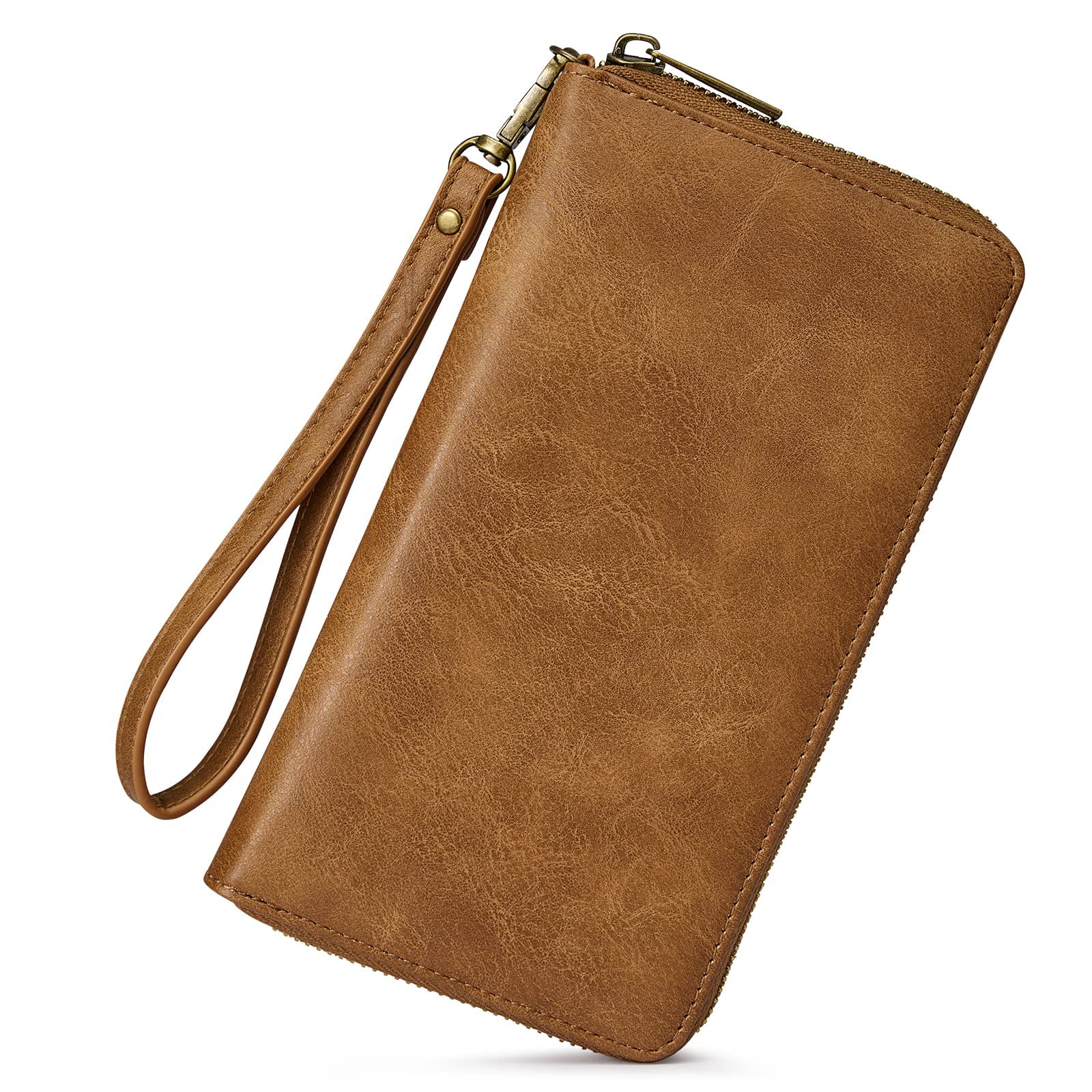 S-ZONE Wristlet Wallet for Women RFID Blocking Credit Card Holder Faux Leather Phone Wallet Purse Clutch
