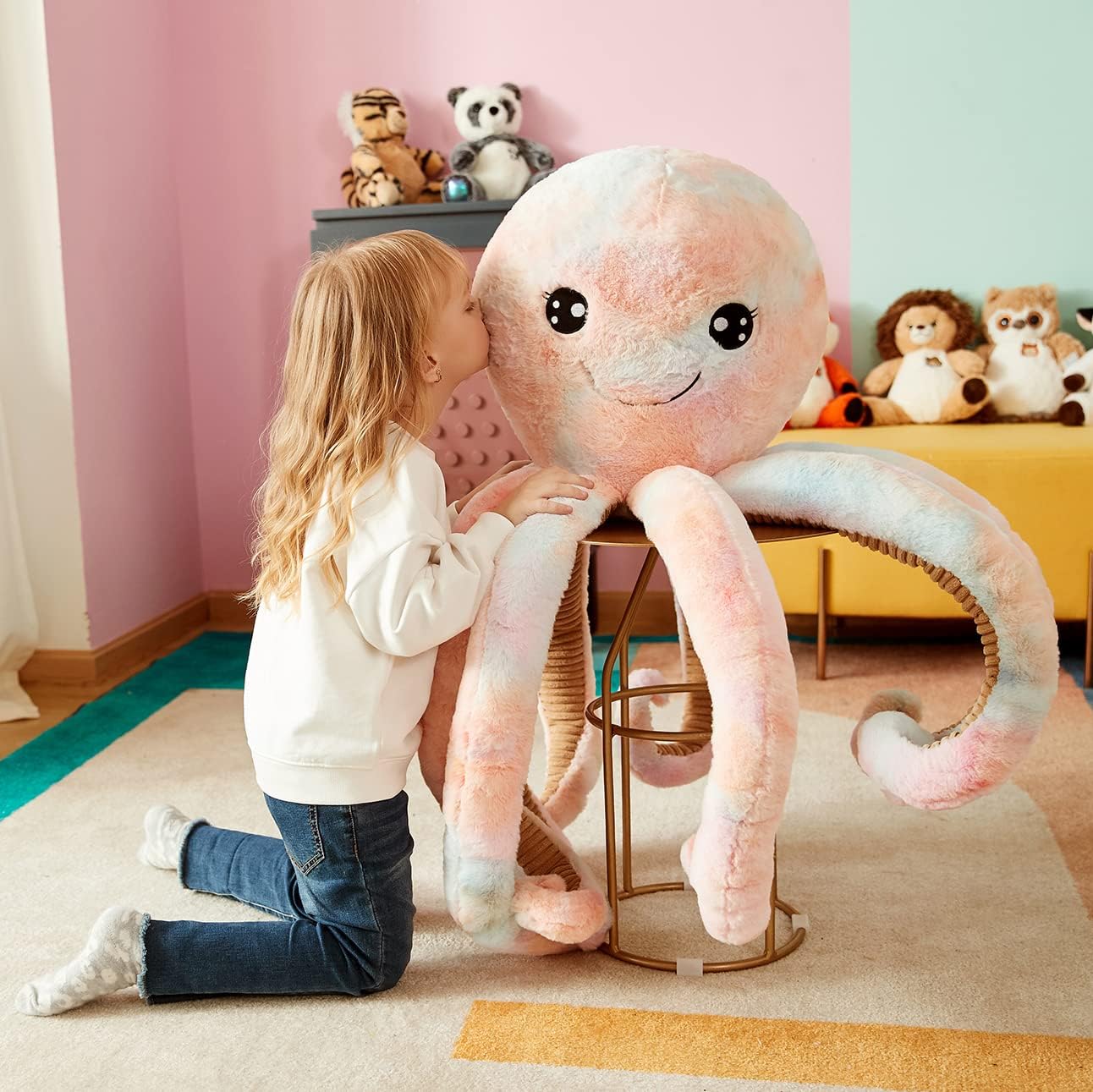 IKASA Giant Octopus Stuffed Animal Jumbo Plush Toy,30" Soft Toys Large Cute Huge Kawaii Fluffy Big Size Fat Oversized Plushie,Gifts for Kids