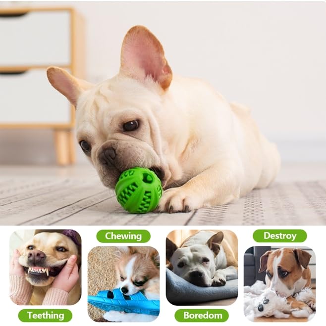 Dog Ball Chew Puppy (2 Pack), for Aggressive Chewers, Interactive Puppy Dog Toy, Puzzle Teething Toy, Essential Brain Stimulating, Dog Treat Ball Small Breed