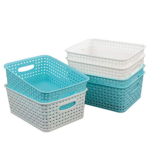 Vababa Plastic Storage Baskets/Storage Bins, Pack for 6