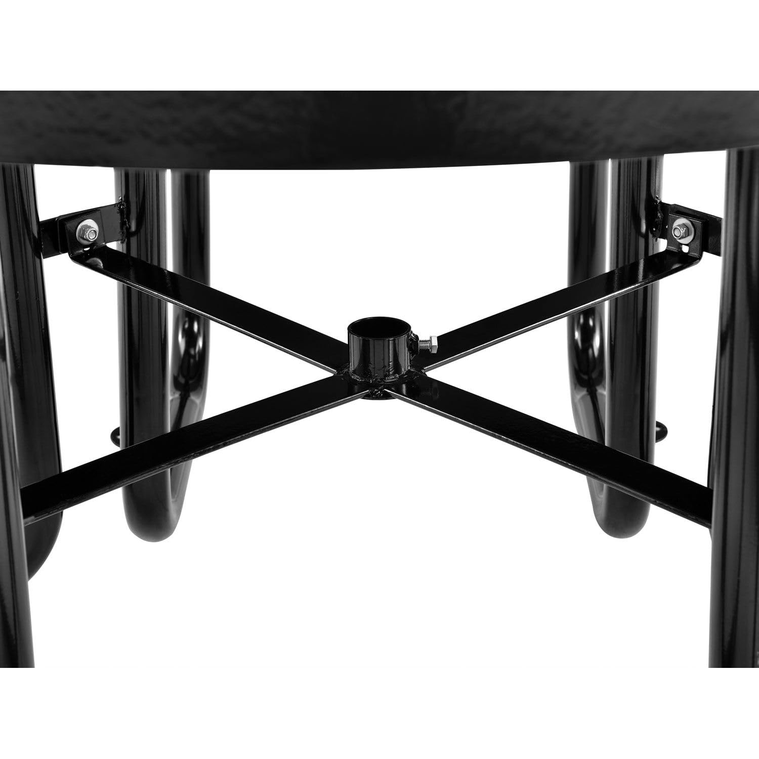 Global Industrial 46" Round Perforated Metal Outdoor Picnic Table, 84" W x 84" D Overall, Black