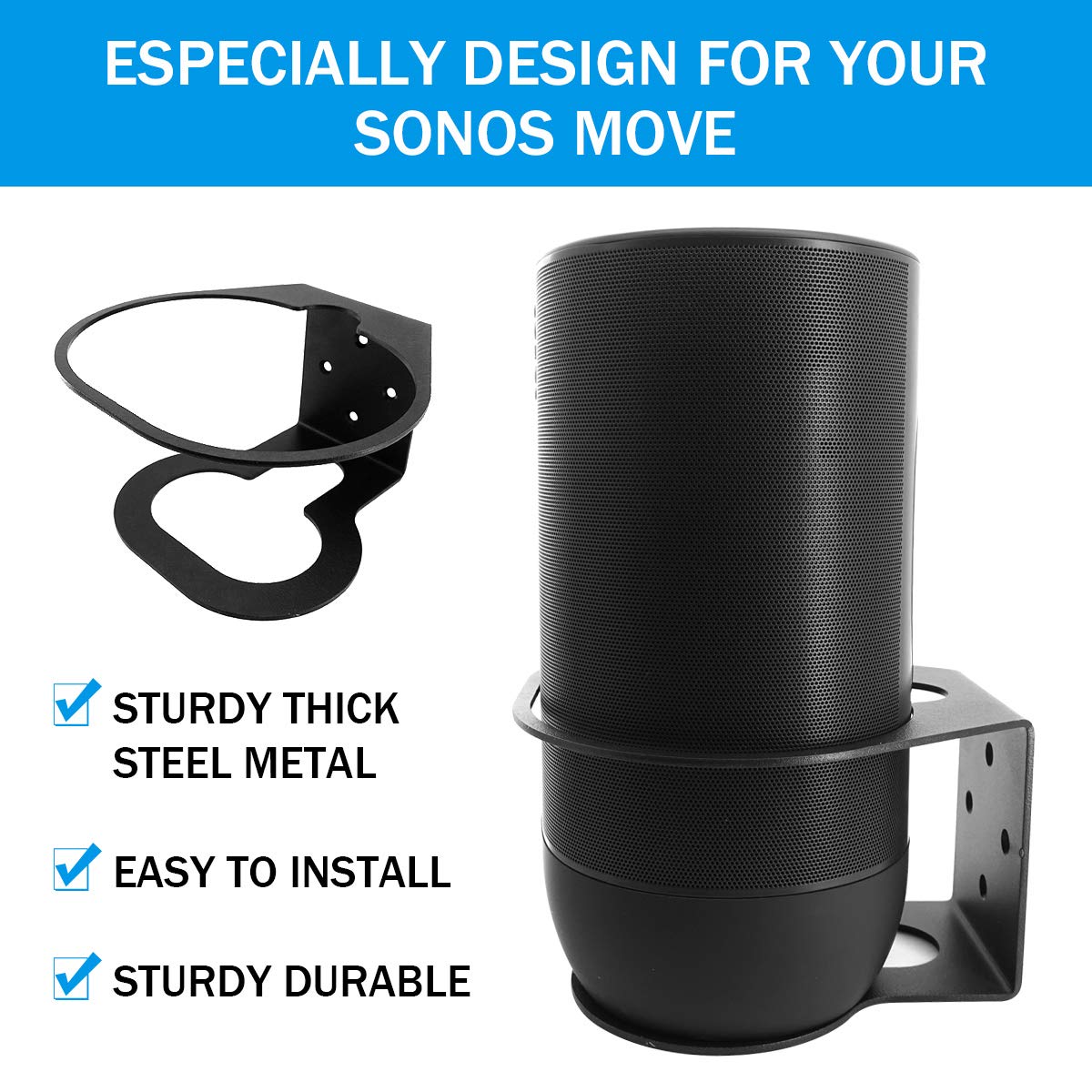 BELIEFLUO Wall Mount for Sonos Move,Sonos Move 2,Mount Speaker Securely,Convenient for Charging,Sturdy Protection,Suitable for Indoor and Outdoor Use