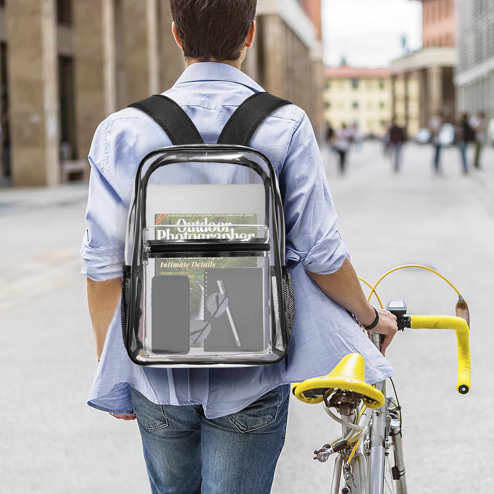 AZKAQA Clear Backpack Transparent See Through Backpack for Security Sports Work Travel Stadium Casual Daypack Backpacks