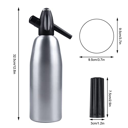 KOUPOURA Soda Siphon, Upgraded 1L Soda Water Siphon Portable Soda Maker Seltzer Water Maker Seltzer Siphon Bottle Kit for Home Bar Club Making Soda Water DIY Soda Drinks (Silver)