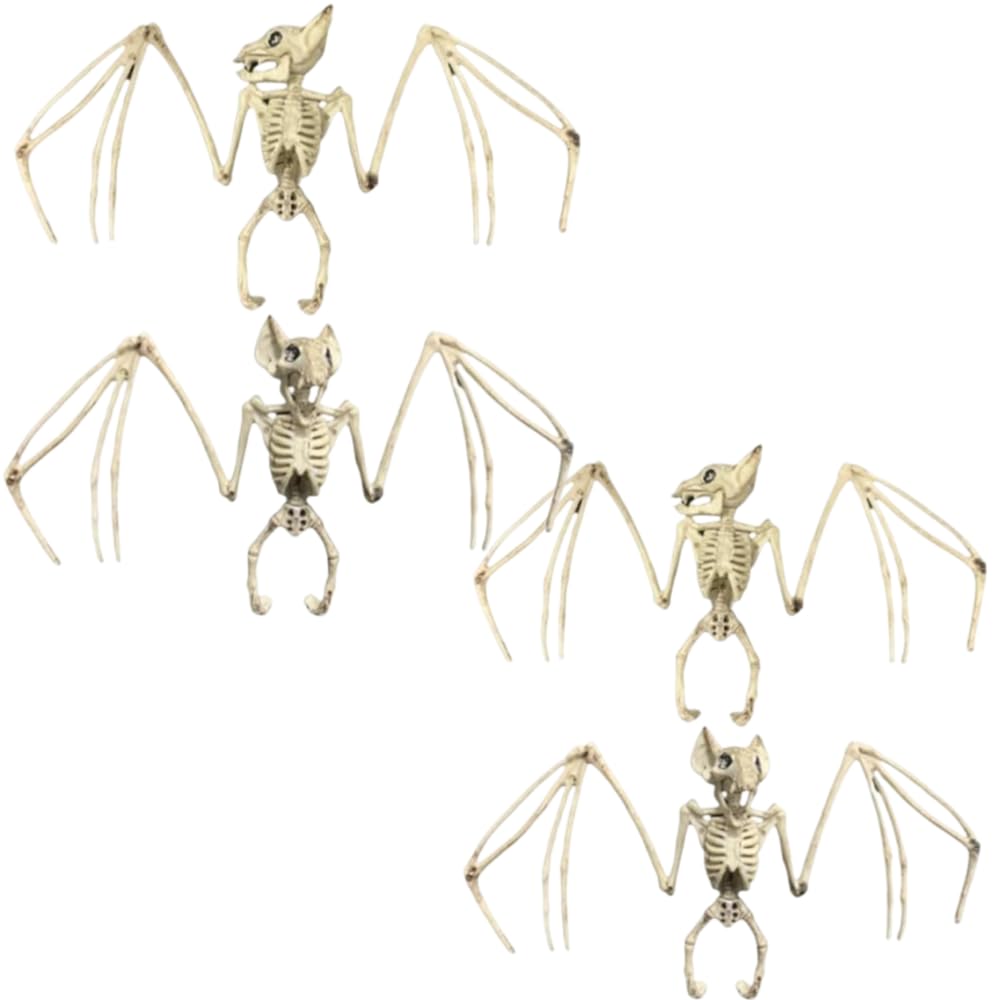 Aweilan Halloween Animal Skeleton,Horrible Bat Skeleton Simulation Bat Model Vivid Bat Bone for Yard Garden Lawn Patio Halloween Party Favors Decor-4pcs