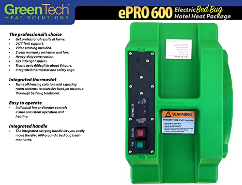 Hotel Portable Electric Bed Bug Sanitation Heater | Professional-Grade | Heat Treatment System and Equipment | Get Rid of Bugs | 26,212 BTU | ePro 600 PTAC Hotel Bundle Package for 600 Sq Foot Room