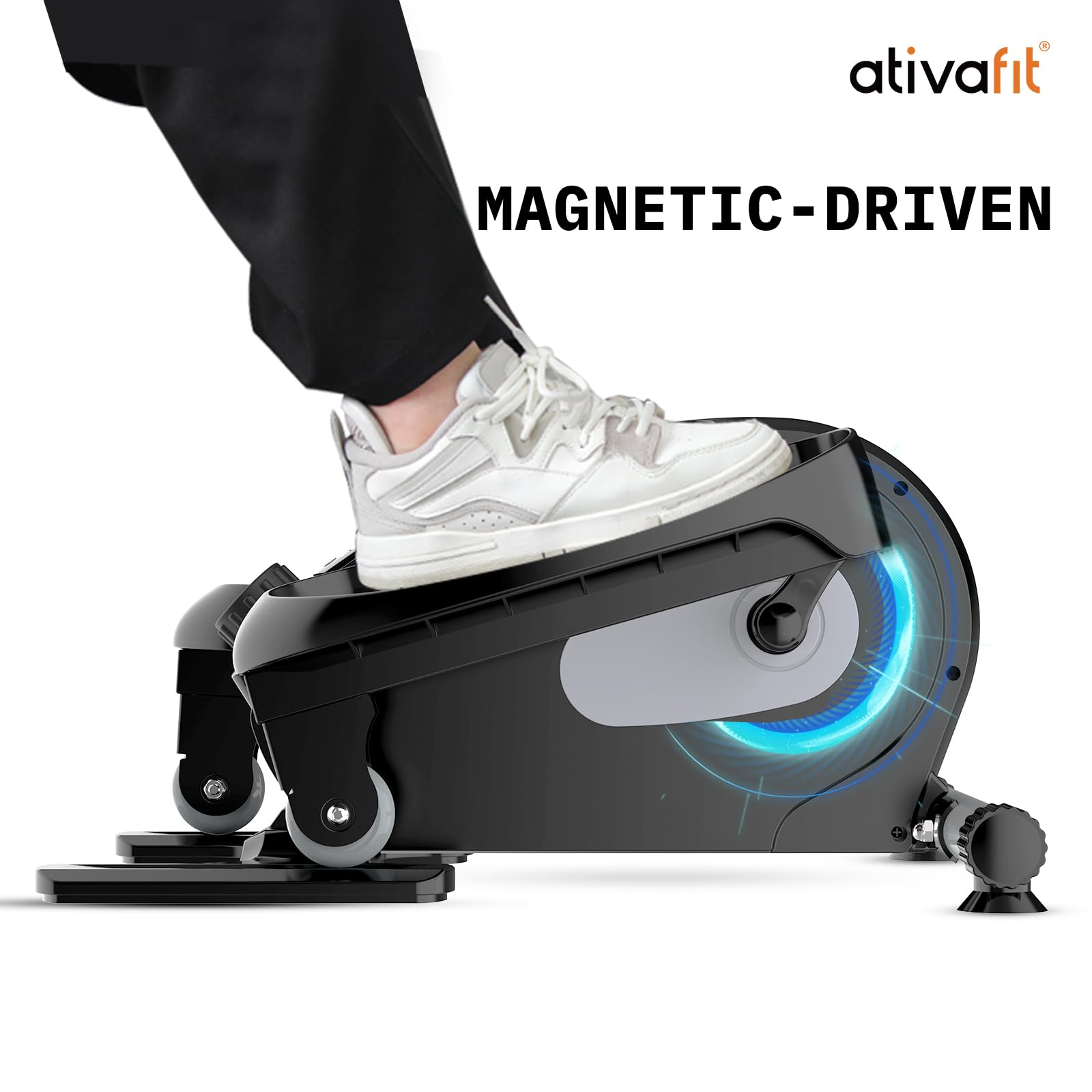 Ativafit Magnetic Under Desk Elliptical Pedal Exerciser for Home and Office Indoor Workout Poratable Mini Steppers Elliptical Training Machines for Senior Physical Therapy Equipment (White)