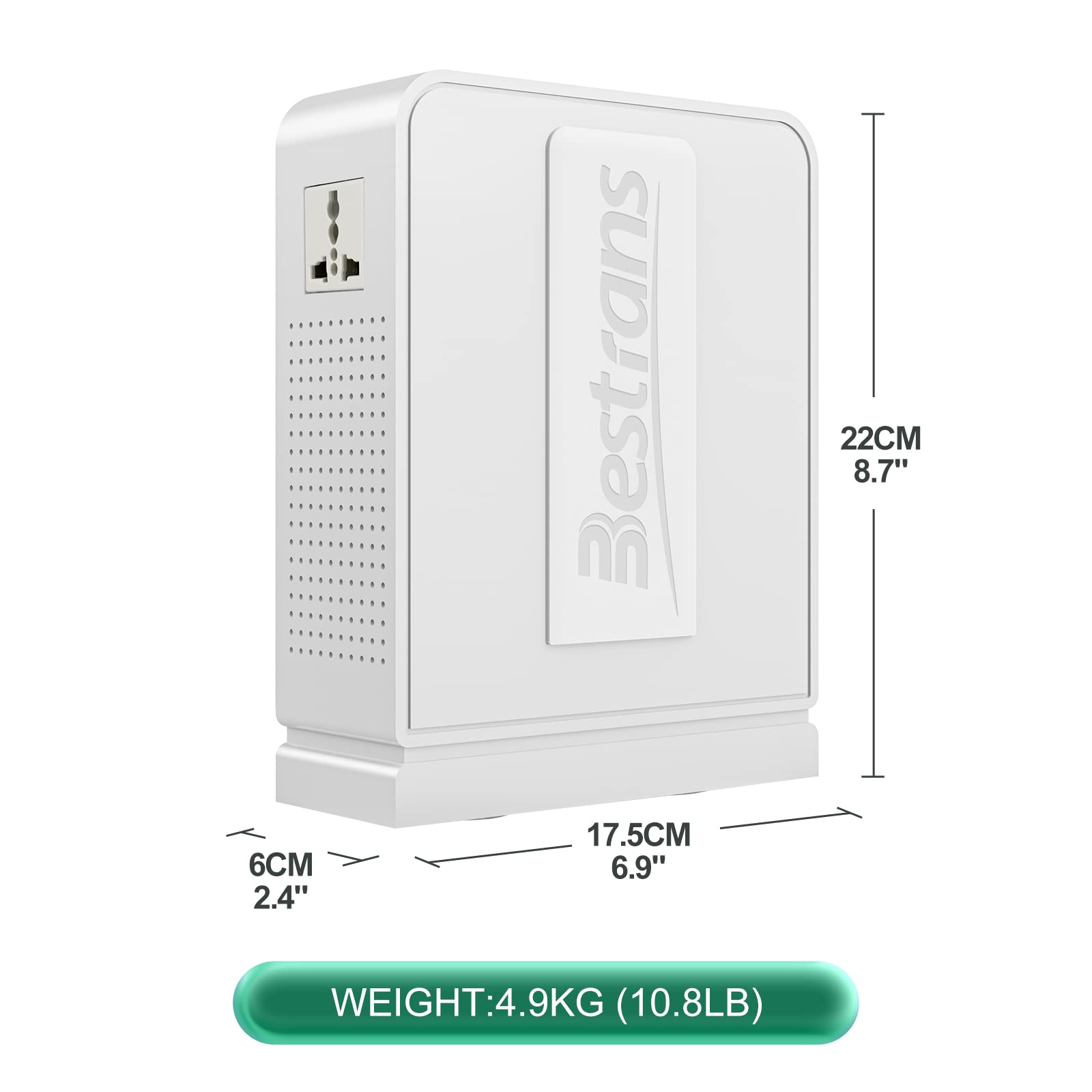 BESTRANS 650 Watts 110V to 220V Step Up Voltage Converter, Heavy Duty Step Up Power Transformer Convert from 110V/120V to 220V/240V (Pearl White)