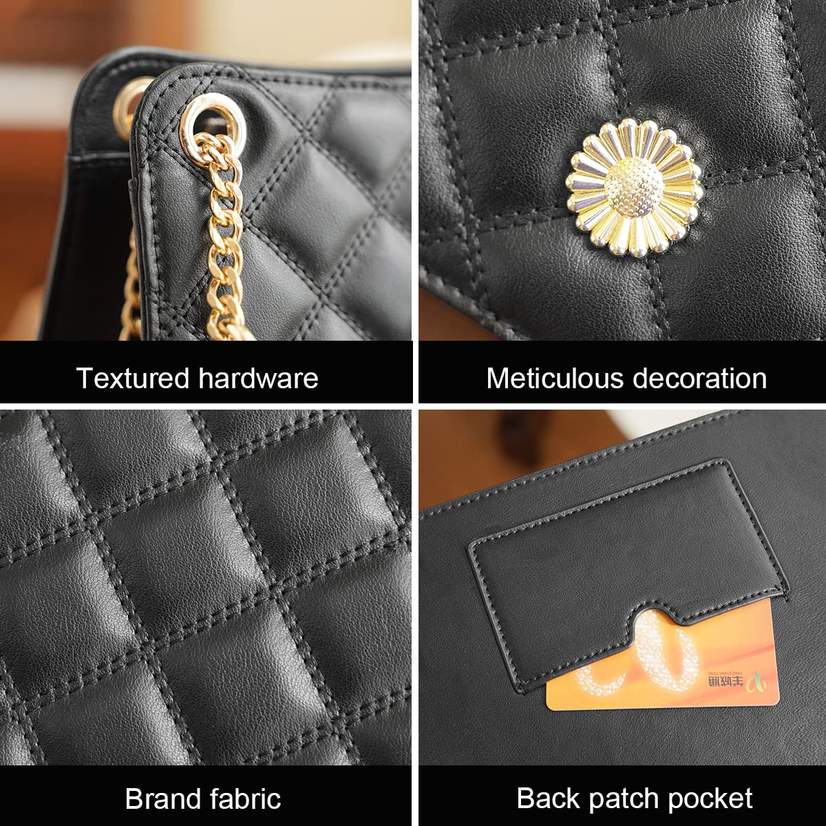 LAORENTOU Cow Leather Small Crossbody Bags for Women Quilted Handbag Purse with Chain Strap Shoulder Purse Clearance