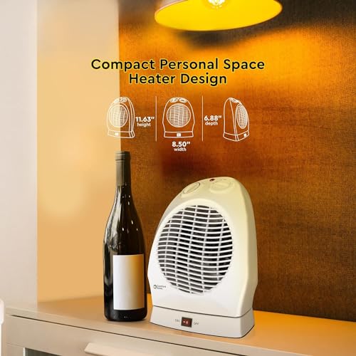 Comfort Zone Oscillating Space Heater with Adjustable Thermostat, Desktop, Fan-Forced, Portable, Overheat Sensor, Tip-Over Switch, Stay-Cool Housing, Ideal for Home, Bedroom, Office, 1,500W, CZ50