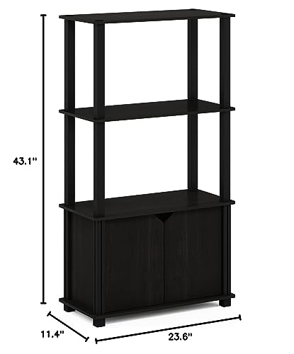 Furinno Brahms 4-Tier Multipurpose Bookcase/Bookshelf/Display Shelf/Display Rack with Door, Espresso/Black