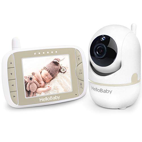 Baby Monitor with Remote Pan-Tilt-Zoom Camera and 3.2'' LCD Screen, Infrared Night Vision, Temperature Display, Lullaby, Two Way Audio, with Wall Mount Kit (Renewed)