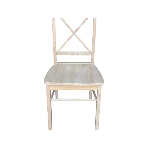 International Concepts Pair of X-Back Dining Chairs, Unfinished Wood