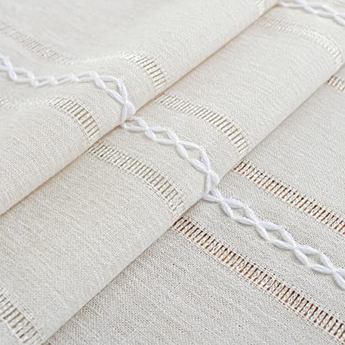 JIALE Table Runner, Rustic Farmhouse Table Runners with Tassels, Boho Cotton Linen Table Runner for Table Decorations, Holiday Party and Wedding, 72 Inches, Ivory