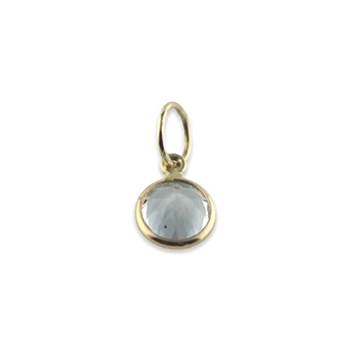 Aquamarine Charm 5mm Round Handmade In 14k Yellow Gold