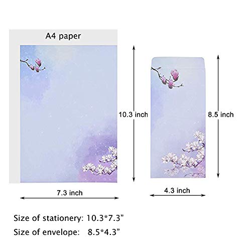 NUIBY 60 Pcs Stationery Paper and Envelopes Set (40 Stationary Paper + 20 Envelopes) Letter Set, Ink Painting Classic Vintage Antique Design