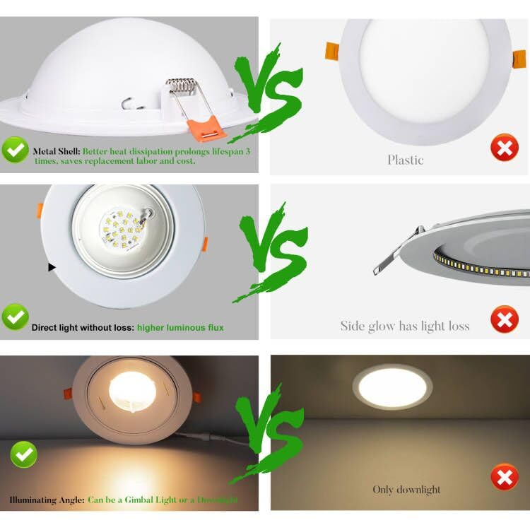bulbeats 6 Inch Gimbal LED Recessed Light and LED Downlight, ๐ ๐ฒ๐๐ฎ๐น LED Recessed Can Light 6inch 3000K/4000K/5000K 140lm/w (high efficency) Dimmable Directional Ceiling Light CRI90-12 Pack ETL