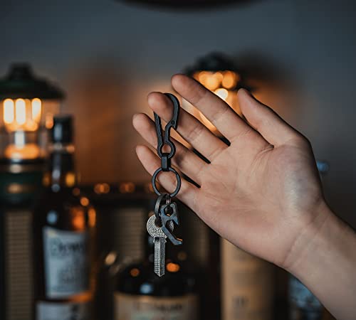 KeyUnity KM01 Titanium EDC Keychain Clip with Bottle Opener, Quick Release Carabiner Key Ring Holder for Men (PVD Black)