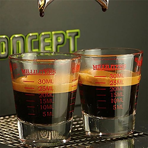 Shot Glasses Measuring cup Espresso Shot Glass Liquid Heavy Glass Wine Glass 2 Pack 26-Incremental Measurement 1oz, 6 Tsp, 2 Tbs, 30ml (2 pack-red)