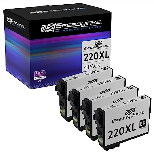 SPEEDYINKS Remanufactured Replacement for Epson 220XL Ink Cartridges 220 XL T220XL120 High Yield (Black, 4-Pack) for Epson Workforce WF2760 WF2630 WF2650 WF2660 XP420 XP320 WF2750 XP-424 WF-2760