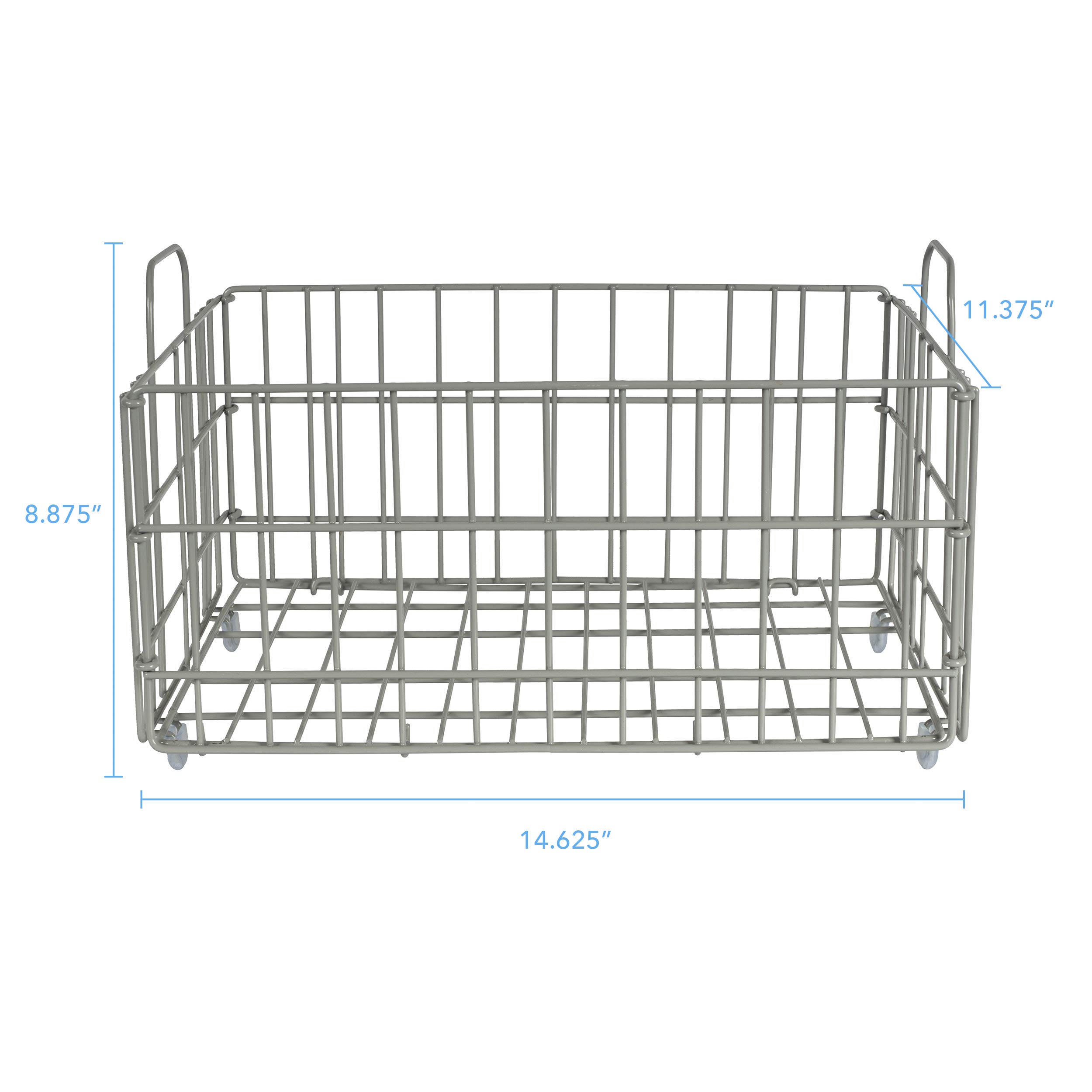 Atlantic Tabletop Wire Storage Basket, Heavy-Gauge Powder-Coated Metal Wire Construction, Stackable for Easy Expansion, Collapsible & Foldable, Non-Slip Feet, Plastic Liner, PN 23308041 β Gray
