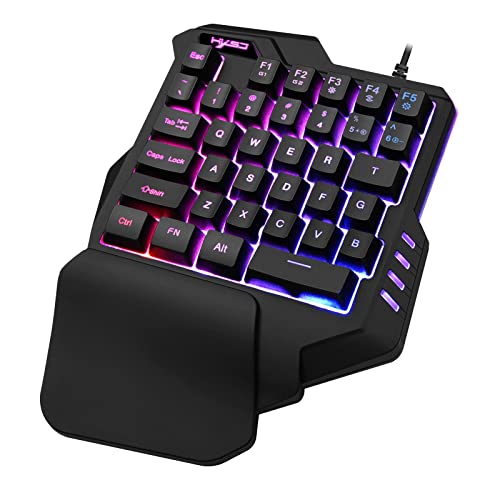 balikha Single Handed Gaming Keyboard USB Wired RGB Backlit Mechanical Feeling Macro Recording Functions