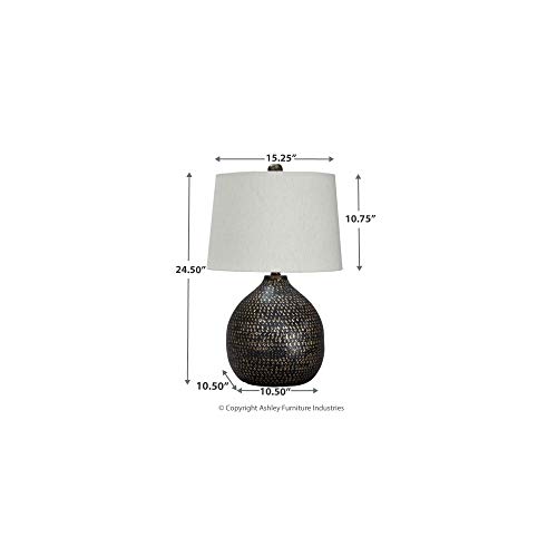 Signature Design by Ashley Maire Contemporary 25" Metal Table Lamp, Black & Gold Finish