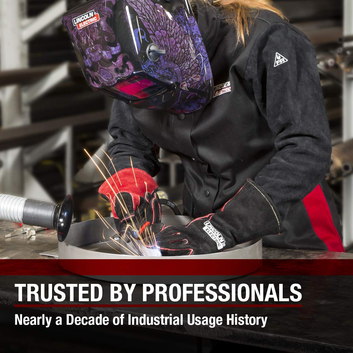 Lincoln Electric womens Jessi Combs Women s MIG Stick Welding Gloves, Black, Red, Small Pack of 1 US