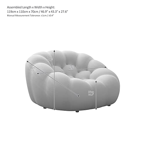 WILLIAMSPACE 47" Curved Sofa Couch Single Sofa Chair, Luxury Bubble Lazy Floor Sofa Chair, Overall Shaped Chair Couch with 3D Textile Material for Apartment (Grey)
