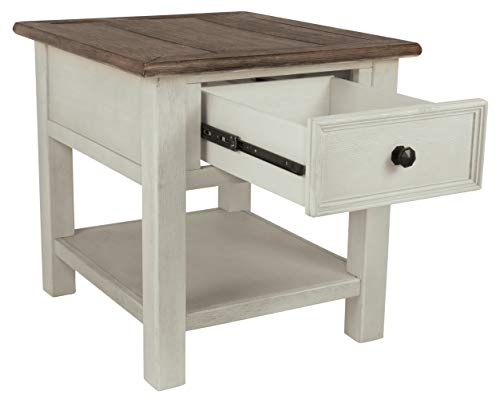 Signature Design by Ashley Bolanburg Farmhouse Square Two Tone End Table, Antique Cream