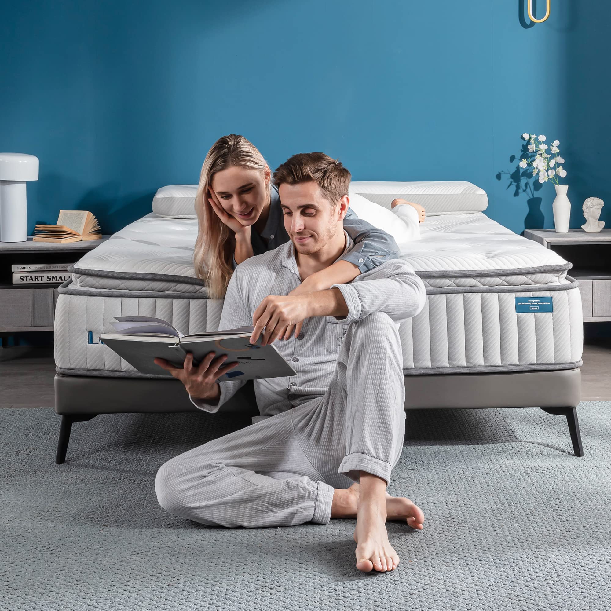King Mattress,Lechepus 12 Inch Cooling Gel Memory Foam Hybrid Mattress with Pocket Innersprings,Medium Firm Mattresses for Supportive & Pressure Relief,CertiPUR-US Certified,Matress-in-Box