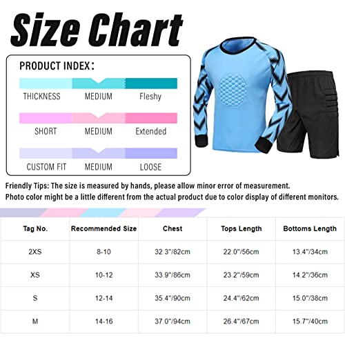 inhzoy Boys Goalkeeper Football Jersey Top and Shorts Sponge Pad Protective Soccer Goalie Keeper Uniform Kit Agate Red 8-10 Years