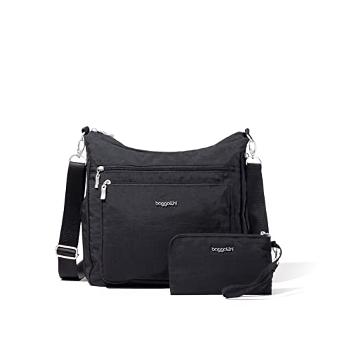 Baggallini Womens Expandable Modern Pocket Large Hobo, Black/Black