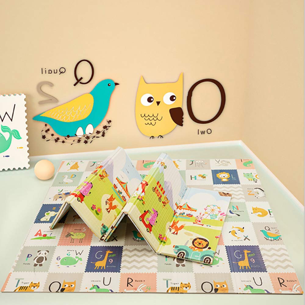 Baby Play Mat,Extra Large Baby Crawling Mat,Foldable & Reversible Foam Playmat,Non Toxic Padding Waterproof for Infants Toddlers(78x59x0.4 in)