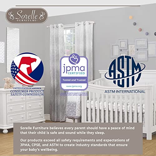 Sorelle Furniture Princeton Elite Crib and Changer with Solid Panel Back Classic -in- Convertible Diaper Changing Table Non-Toxic Finish Wooden Baby Bed Toddler Full-Size Nursery - Weathered Grey