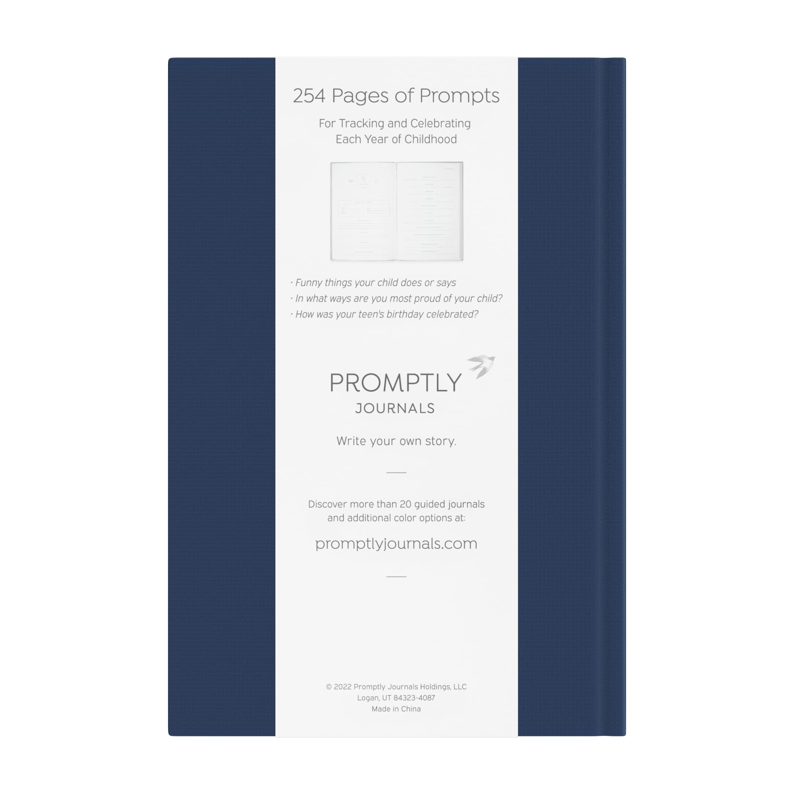Promptly Journals, A Complete Childhood History: From Pregnancy to 18 Years Old (Navy Blue, Linen) | Baby Book and Pregnancy Journal | Baby Memory Book