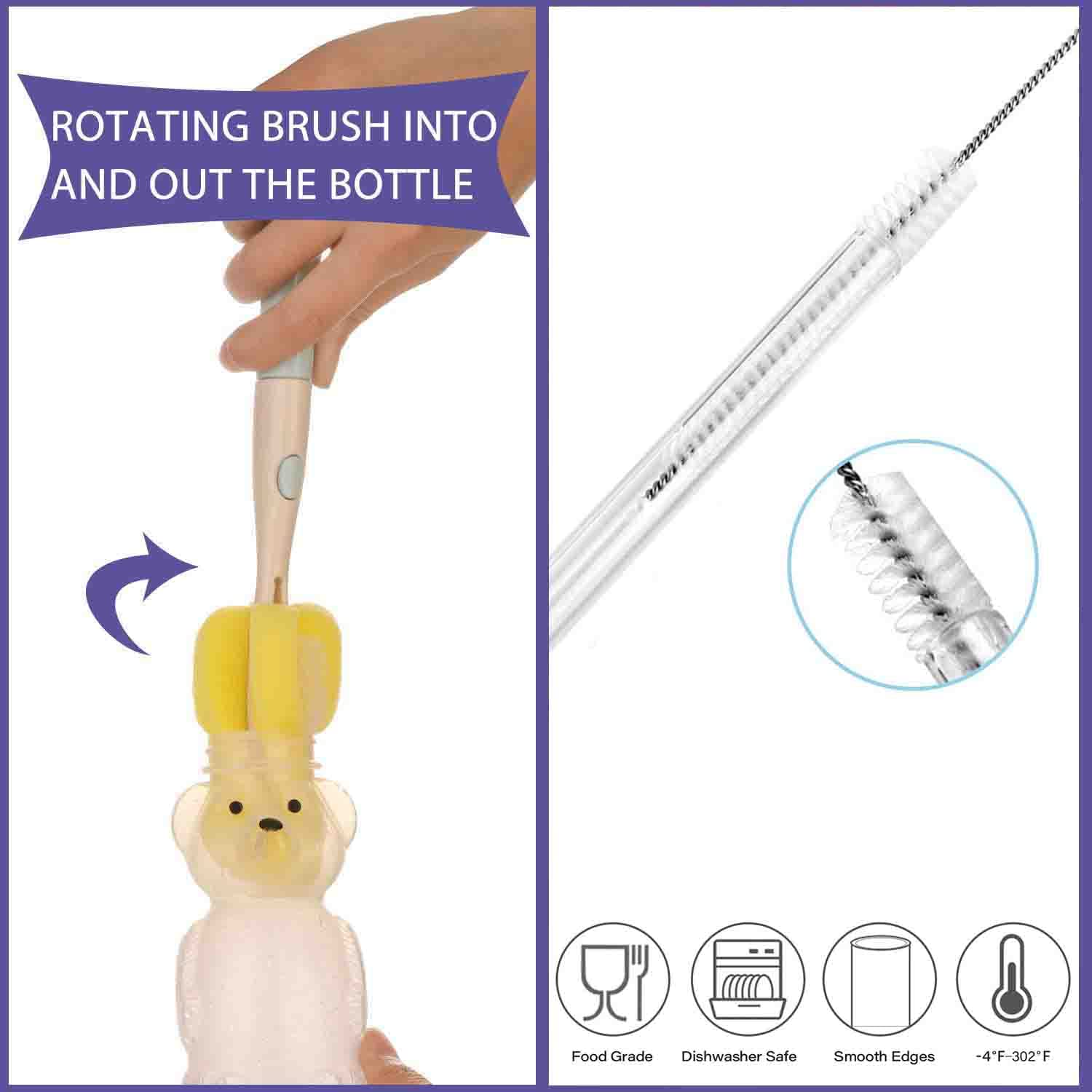 Honey Bear Straw Cups with 4 Flexible Straws & Cleaning Tools(2 Straw Brushes &1 Bottle Brush), 8-Ounce Therapy Sippy Bottles for Speech and Feeding Training, Leak-Proof & Food-Grade & BPA Free 2 Pack