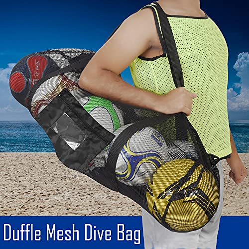 Athllete Extra-Large Heavy-Duty Soccer Ball Bag (34β X 24β) with Comfortable Shoulder Straps - High Capacity Mesh Ball Bag for Sports and Training