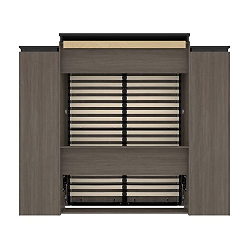 Atlin Designs 104" Queen Murphy Bed with 2 Storage Cabinets in Bark Gray