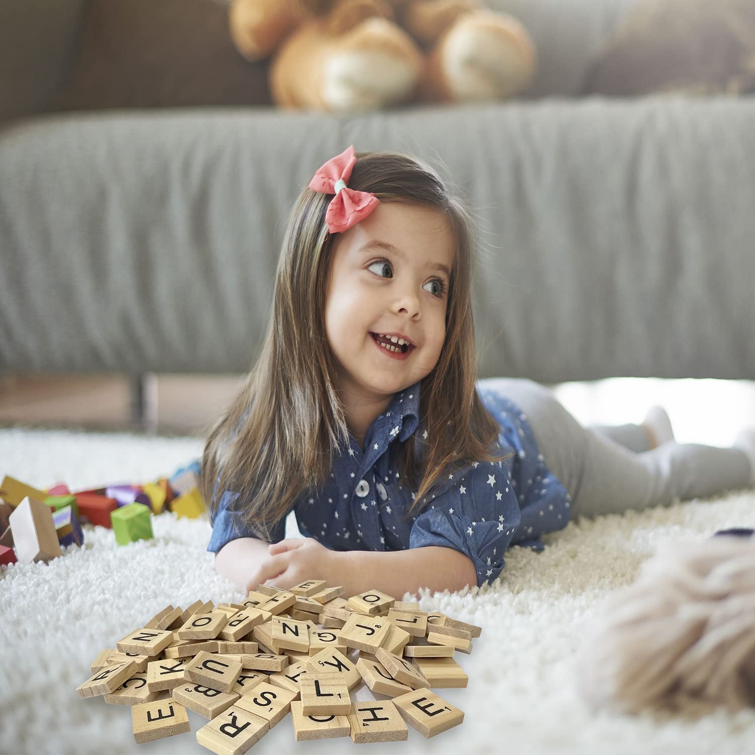 BallHull 400 Pcs Scrabble Letters, Wooden Scrabble Tiles for Making Alphabet Coasters and Scrabble Crosswords