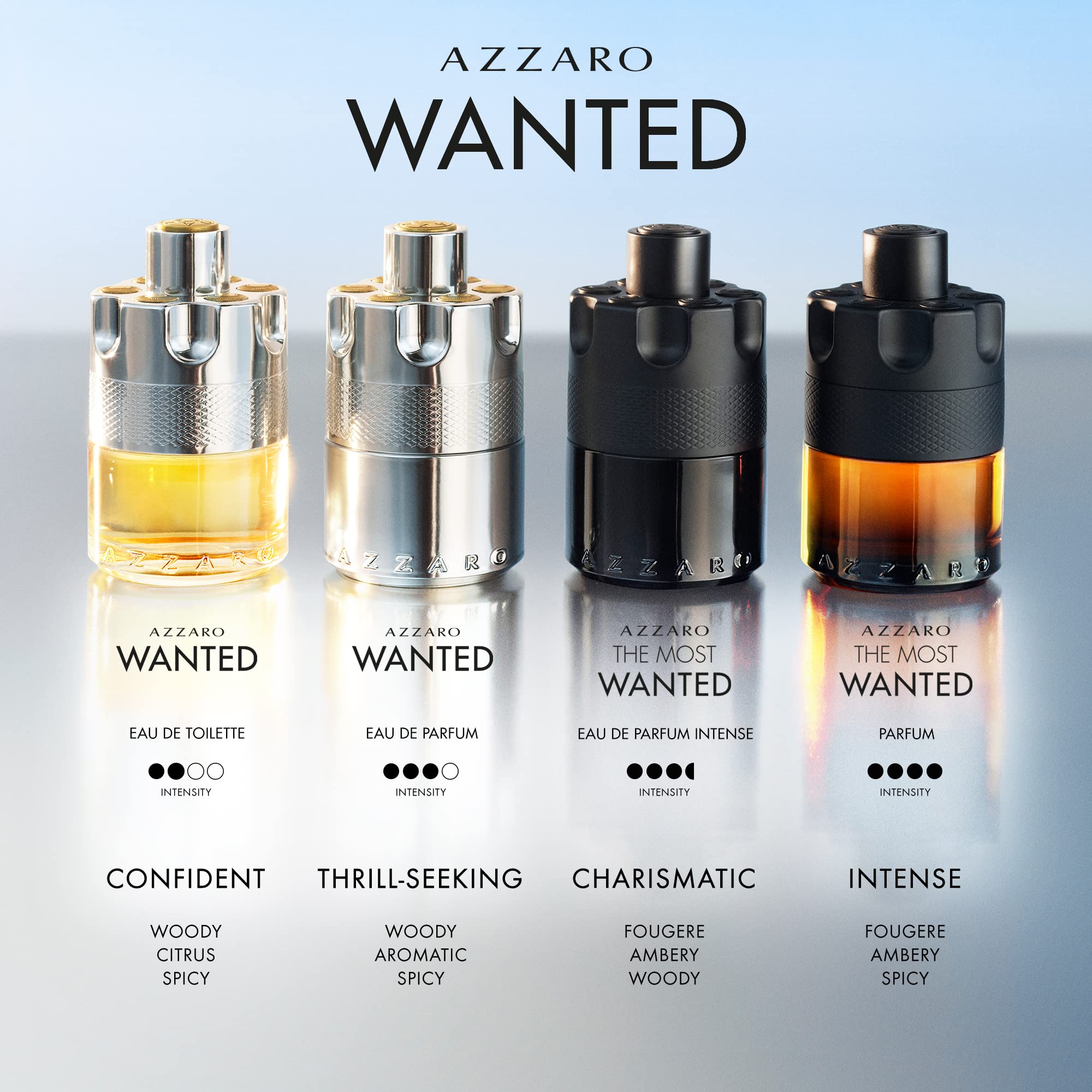 Azzaro Wanted Eau de Toilette - Woody, Citrus & Spicy Men's Cologne with Cardamom, Lemon, Vetiver - Travel Size, 1.6 oz