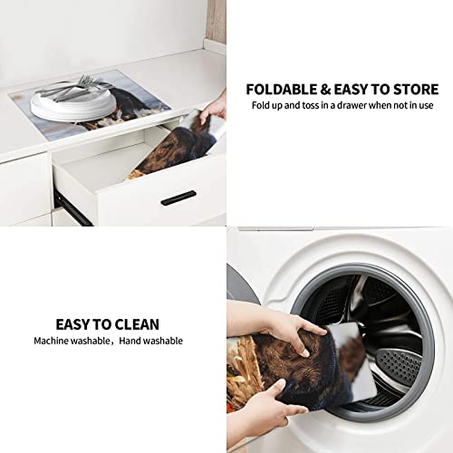 Funny Dog Hunting Duck Printed Drying Mat For Kitchen Ultra Absorbent Microfiber Dishes Drainer Mats Non-Slip Silicone Quick Dry Pad - 18 X 16inch