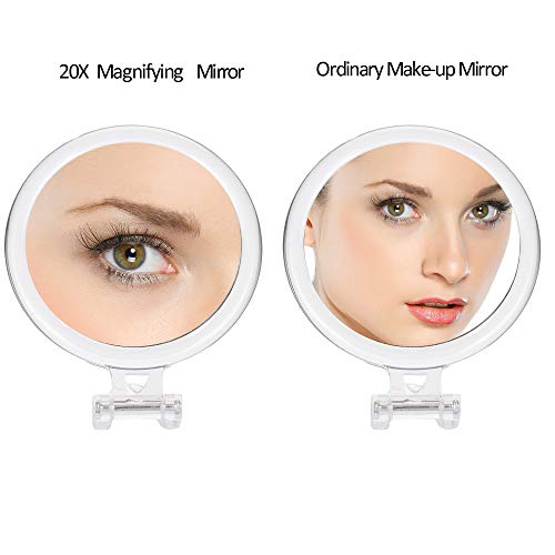B Beauty Planet 20X Magnifying Mirror, Two Sided Mirror, 20X/1X Magnification, Folding Makeup Mirror with Handheld/Stand,Use for Makeup Application, Tweezing, and Blackhead/Blemish Removal. 5IN.