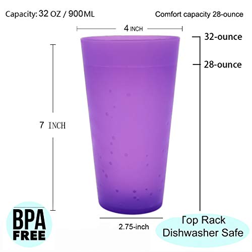 KX-WARE 32-ounce Plastic Tumblers/Large Drinking Glasses/Party Cups/Iced Tea Glasses Set of 12,6 Assorted Colors| Unbreakable, Dishwasher Safe, BPA Free