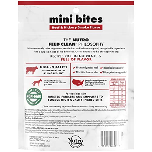 NUTRO Mini Bites Dog Treats Beef & Hickory Smoke Flavor, 4.5 oz. Bag