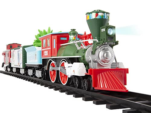 Lionel Battery-Operated Elf Toy Train Set with Locomotive, Train Cars, Track & Remote with Authentic Train Sounds, & Lights for Kids 4+